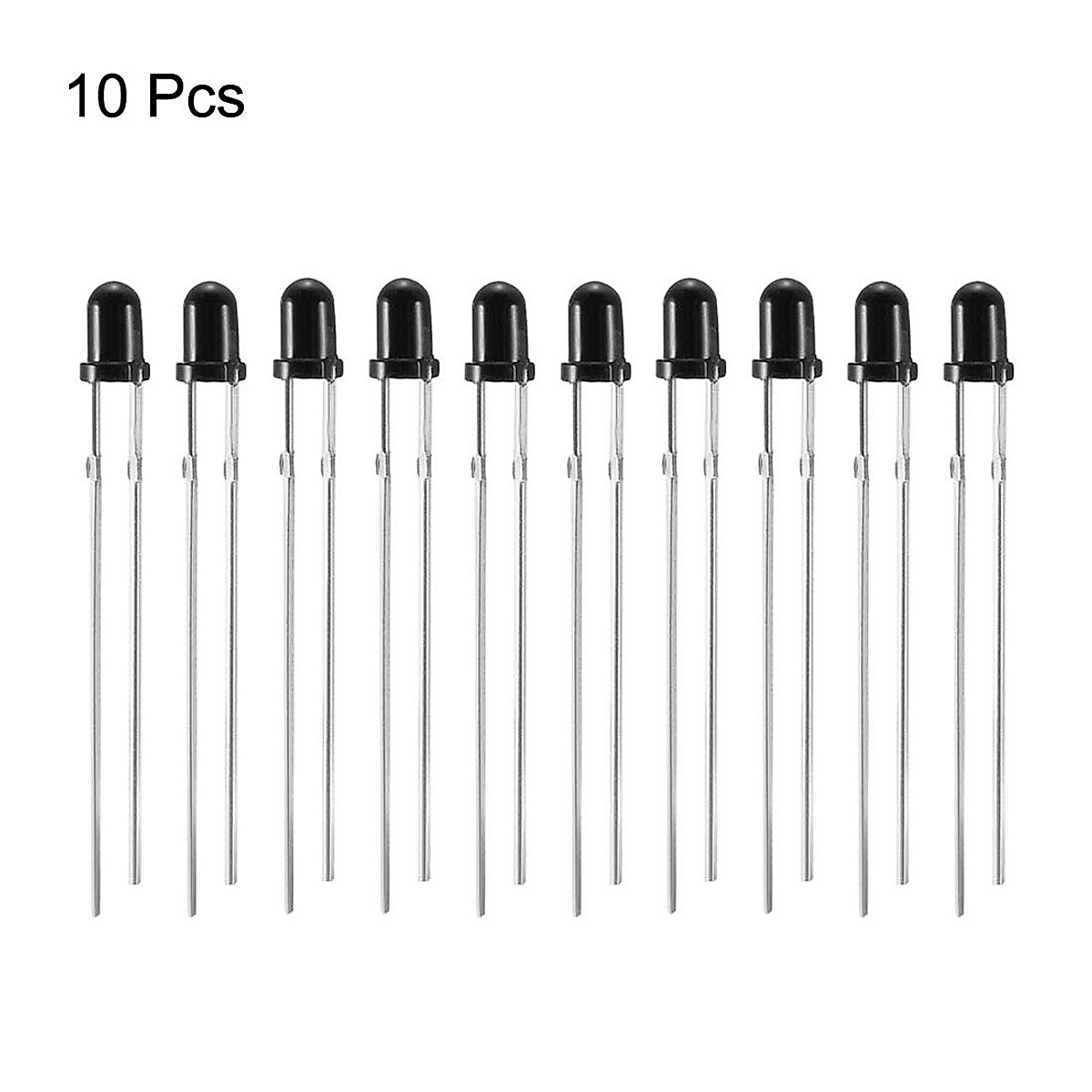 uxcell 10pcs Photosensitive Diode Photodiodes Light Sensitive Sensors,3mm Black Round Head Receiver Diode