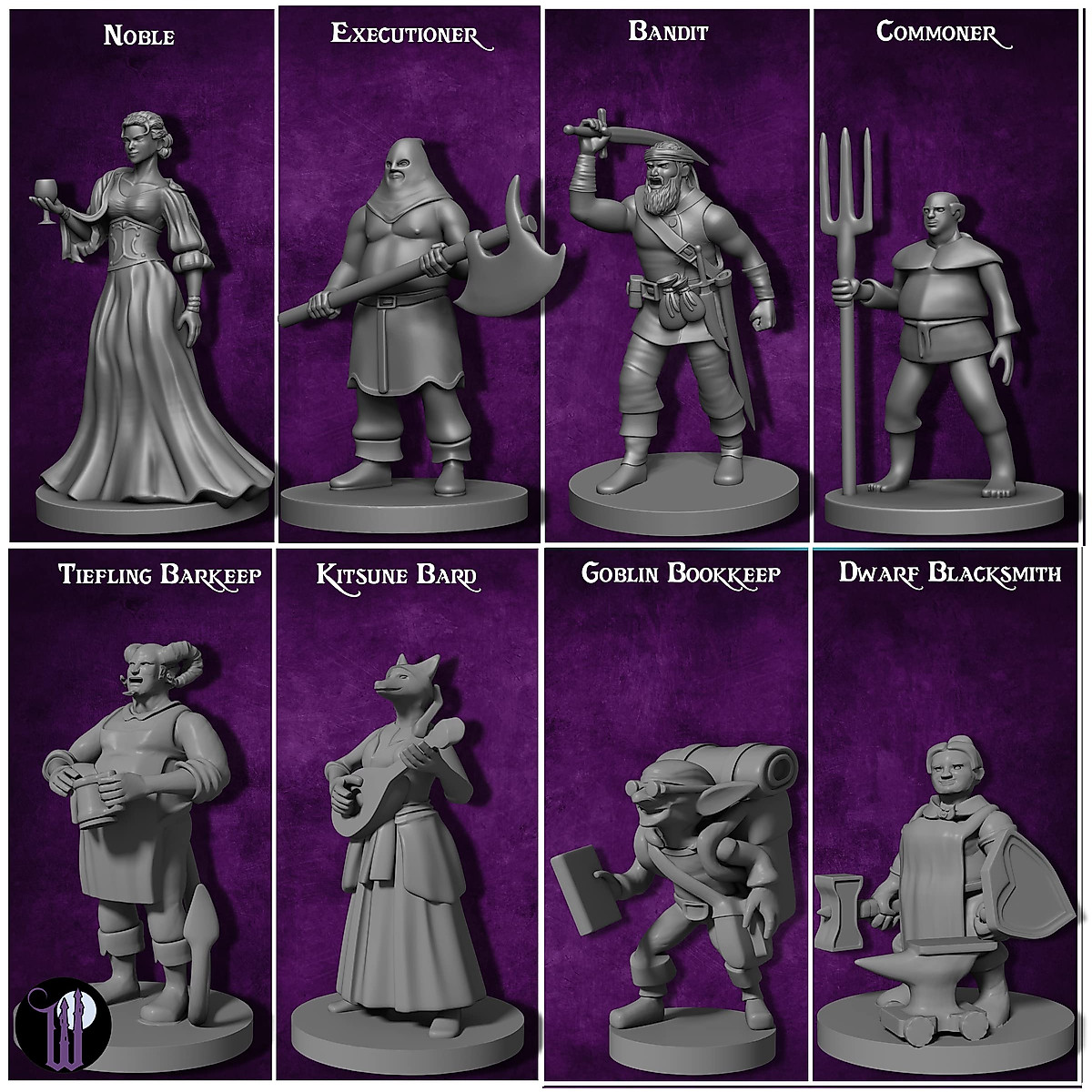 Newcombie Wildspire 58 Fantasy Miniatures Set Townsfolk Characters for DND Miniatures Bulk 28mm Dungeons and Dragons Miniatures | for DND Minis and D&D Miniatures I Character Sheets & Quests