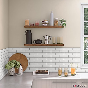 Ballucci Floating Shelves, 36" Wood Wall Shelf Set of 2, with Invisible Brackets for Bathroom, Living Room, Bedroom, Kitchen, Nursery, 6" Deep, Rustic Brown