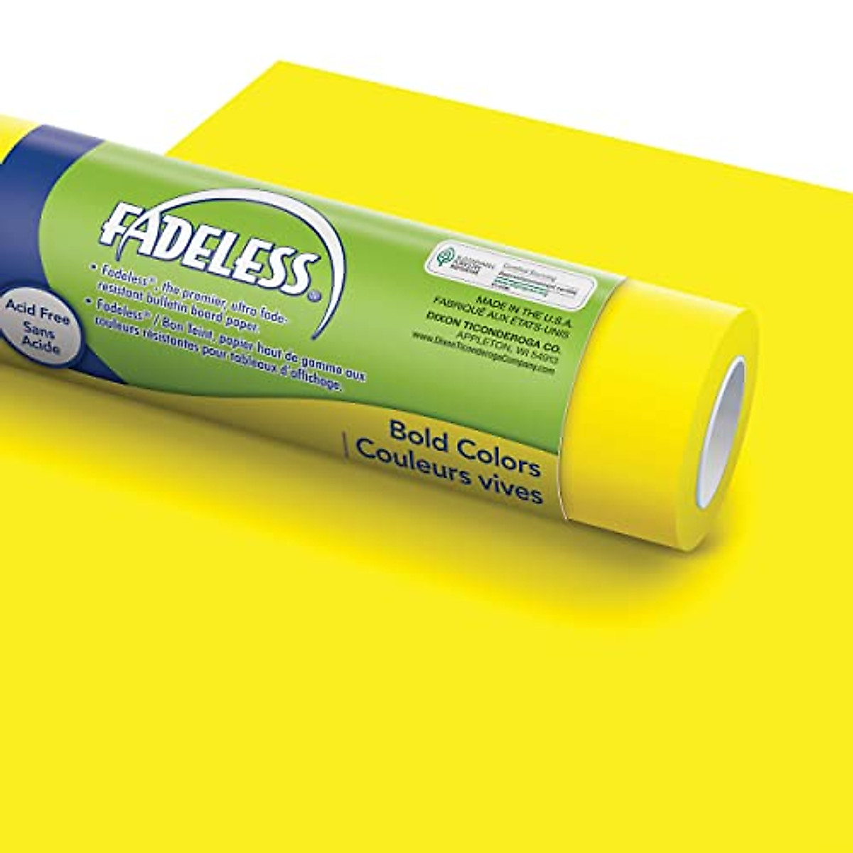 Fadeless Bulletin Board Paper, Fade-Resistant Paper for Classroom Decor, 48” x 12’, Sassy Yellow, 1 Roll