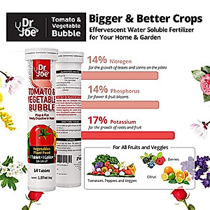 Dr. Joe Tomato & Vegetable Bubble Plant Food - Water Soluble Fertilizer (14 Fizzing Tablets, Makes 14 Gallons, 14-14-17)