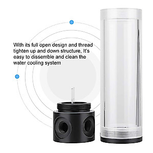 Water Cooling Reservoir, PC Water Reservoir 190mm*50mm Diameter G1/4'' POM Cylindrical CPU Water Cooler Reservoir System Heat Sink Kit Cooling Acrylic Water Reservoir for PC
