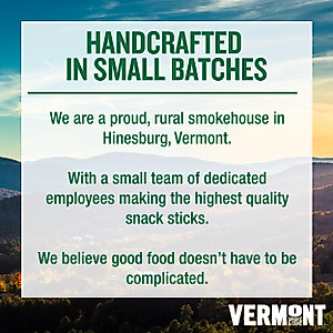 Snack Sticks by Vermont Smoke & Cure – Original Flavor – Beef & Pork – Healthy Meat Protein – 1oz Jerky Stick – 24 count carton