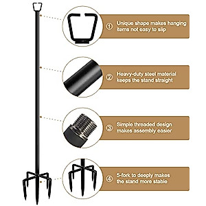 Queension 10ft Outdoor String Light Pole for Outside String Lights, Garden Lawn Metal Lighting Stand for Holiday Parties Bistro Weddings, 2pack