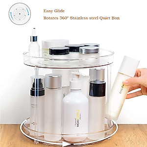 Acrylic Lazy Susan Organizer, 2 Tier Turntable for Cabinet,10.5 Inch Cleaning Supplies Organizer for Fridge Bathroom Sink Under and Storage Cabinets Kitchen Easy to Install or Separate