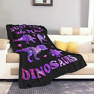 ORCYSR Dinosaur Blanket for Girls Just a Girl Who Loves Dino Soft Throw Blanket Warm Flannel Blanket Unique Birthday Toys Gifts Room Decor Blankets for Toddler Teen Girls(Dinosaur,40×50)