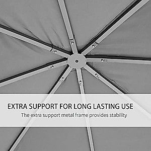 Outsunny 10' x 10' Soft Top Patio Gazebo Outdoor Canopy with Unique Geometric Design Roof, All-Weather Steel Frame, Gray