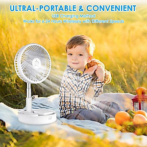 SGOKEEN up to 40 inch Standing Fan Portable Desk Fan with Adjustable Height for Travel Camping Tent bedroom baby kids Pedestal Fans, Rechargeable & Super Quiet