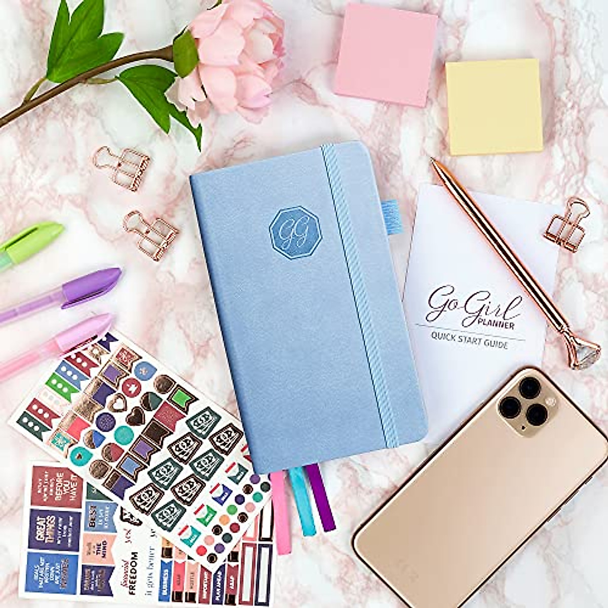 GoGirl Planner and Organizer for Women – Pocket Weekly Planner, Goals Journal & Agenda for Time Management & Productivity. Undated (Light Blue)