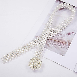 Dubulle Women’s Pearl Belts Elastic Bridal Sash Crystal lvory Bead Wedding Belt Sexy Bridesmaid Dress Girl Waist Chain
