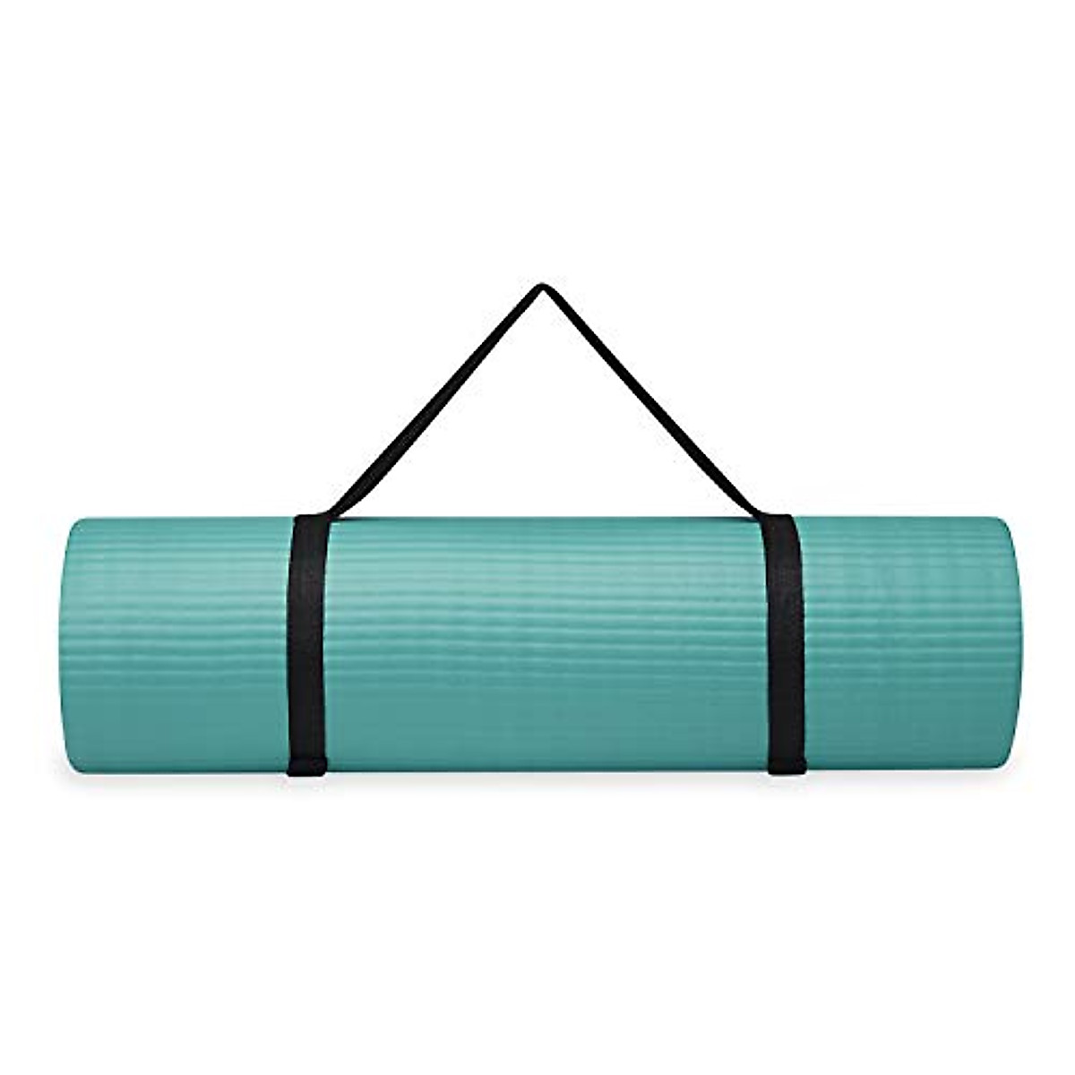 Gaiam Essentials Thick Yoga Mat Fitness & Exercise Mat With Easy-Cinch Carrier Strap, Teal, 72"L X 24"W X 2/5 Inch Thick