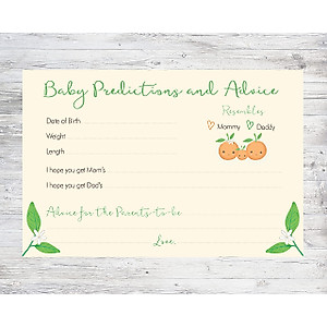 Oh My Baby Shower, Little Cutie Predictions and Advice Baby Shower Cards 24 count, orange, green, cream, white