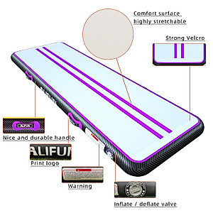 ALIFUN Inflatable Tumbling Track Mat 6.6ft 10ft 13ft 16ft 20ft 30ft 40ft Length 4/8 Inches Thick 3.3ft/6.6ft Wide Flooring Training Mats for Gymnastics Team Sports with Electric Air Pump