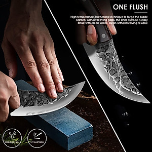 Viking Knife Hand Forged Boning Knives, 7" Premium High Carbon Stainless Steel Fillet Knife,Full Tang Professional Meat Cleaver, Chef Knives Kitchen Camping Knife for Fish, Deboning, BBQ, Home