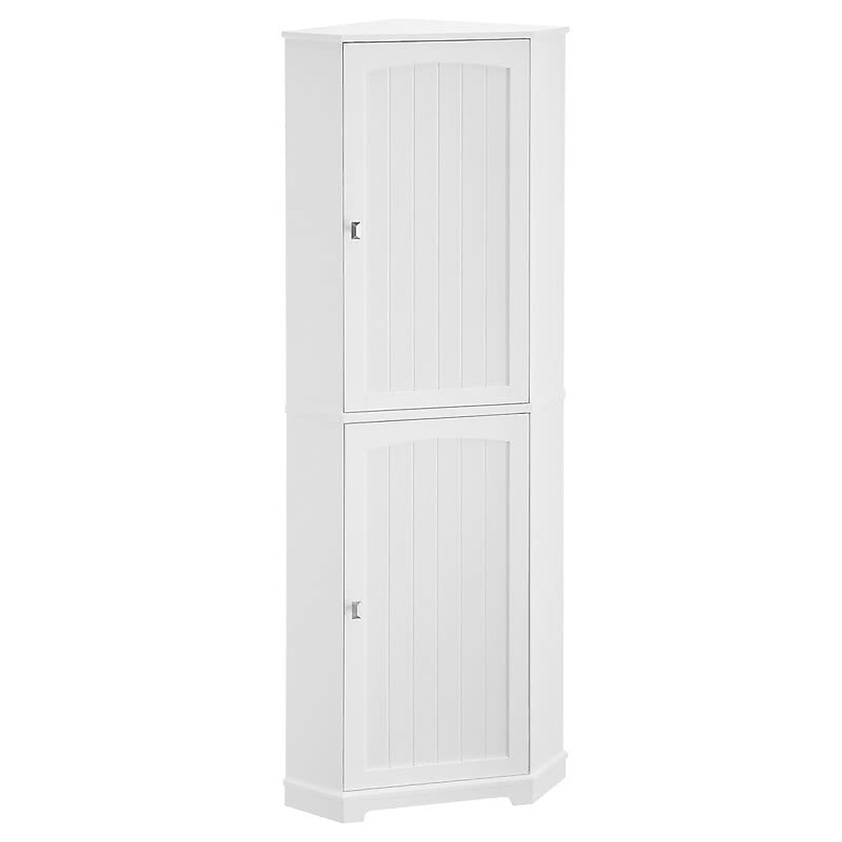 VASAGLE Tall Corner Cabinet, Bathroom Storage Cabinet with 2 Doors and 4 Adjustable Shelves, for Bathroom, Kitchen, Living Room, Modern Farmhouse Design, White UBBC541P31