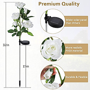 JJGoo Solar Garden Lights, Solar Rose Light for Outside, New Upgraded Outdoor Waterproof Light for Garden Patio Yard Front Porch Decor, White