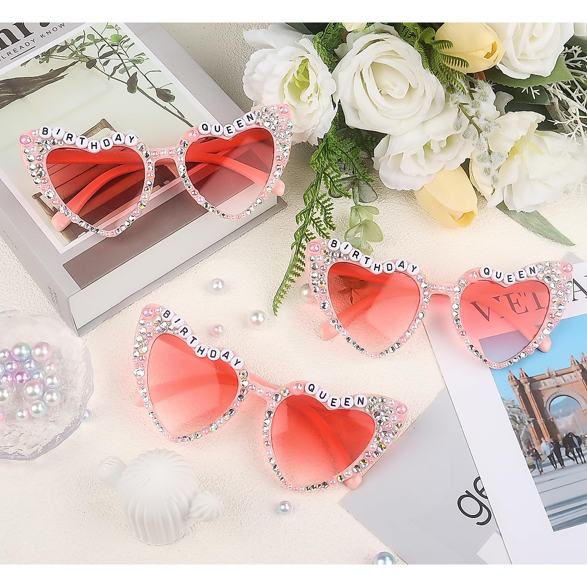 Birthday Glasses for Women- 'Birthday Queen' Birthday Sunglasses for Happy Birthday Party Gifts Accessories Party Favors (Pink)