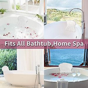 Bath Pillow, Luxury Bathtub Pillow, Ergonomic Spa Bath Pillows for tub with 4D Mesh Technology and 6 Suction Cups,Tub Pillow with Neck, Head, Shoulder and Back Support, Fits All Bathtub,Home Spa