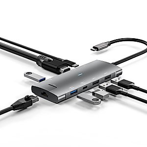 USB C 3.2 Docking Station,10Gbps USB-C Gen 2, 8in1 USB C Hub 4K 60Hz HDMI Adapter with 1000M Ethernet, 10Gbps USB 3.2 Gen 2,100W PD for MacBook Pro/Air M1 2022 iPad Pro,iPad Mini 6,Chromebook