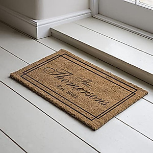 Personalized Last Name Coir Coconut Husk Doormat Door Mat 18x30 or 24x36 (18"x 30")