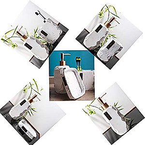 Hymmah Bathroom Accessories Set,Marble Design Toothbrush Holder,Farmhouse Bathroom Decor,4 Pcs Resin Gift Set Apartment Necessities, Contain Toothbrush Cup,Soap Dispenser,Soap Dish,Tumbler