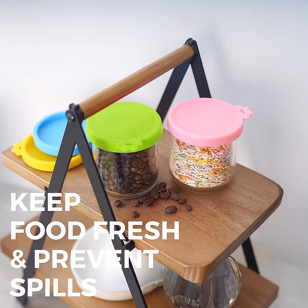 BENIFILE 3-in-1 Oui Yogurt Jar Lids - 4 Pack Oui Jar Lids Compatible with Yoplait Yogurt Container Reusable Silicone Stretch Canning Lids Replacement Covers for Oui Yogurt Glass Jars