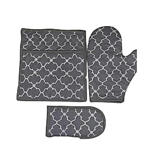 Kitchen Ovenset potholder Oven mitt pan Handle Set of 3, 100% Cotton