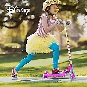 Jetson Disney Princess Kick Scooter, Foldable with Light Up Wheels, Adjustable Handlebar Height, Pink