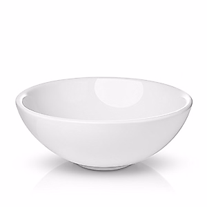 Miligoré 16" Round White Ceramic Vessel Sink - Modern Above Counter Bathroom Vanity Bowl