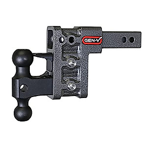 GEN-Y GH-523 MEGA-Duty Adjustable 5" Drop Hitch with GH-051 Dual-Ball, GH-032 Pintle Lock for 2" Receiver - 16,000 LB Towing Capacity - 2,000 LB Tongue Weight