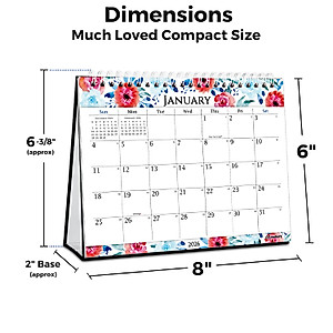 CRANBURY Small Desk Calendar 2023 - (8x6, Floral), Standing Desk Calendar with Gorgeous Flower Designs, Easel Calendar, Stand Up Calendar with Stickers