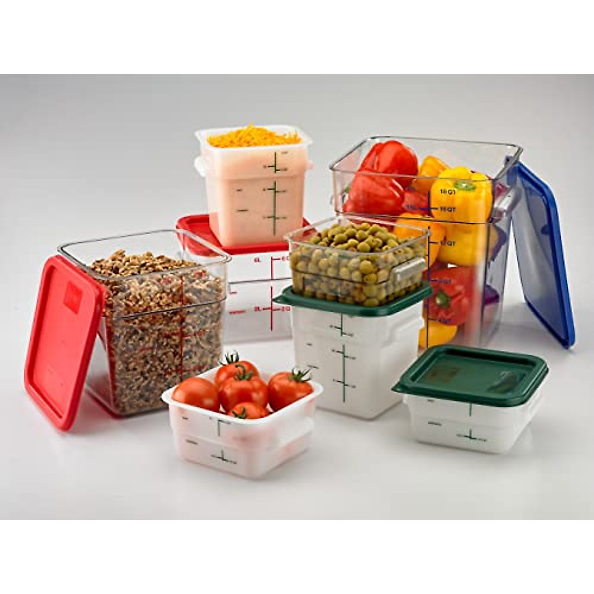 Carlisle FoodService Products Squares Square Food Storage Container with Stackable Design for Catering, Buffets, Restaurants, Plastic, 4 Quarts, White