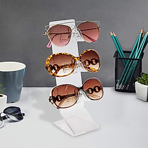 MOOCA Acrylic Eyeglasses Frame and Sunglasses Display Stand, Sunglasses Rack, Sunglasses Display, Sunglasses Stand, Acrylic Sunglasses Holder, Fit for All Glass Sizes, 3 Frames