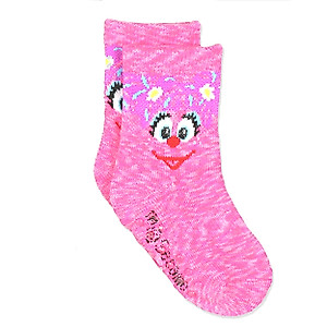 Sesame Street Elmo Boys Girls Multi Pack Crew Socks with Grippers (4-5T, Abby Zoe 6 pk)