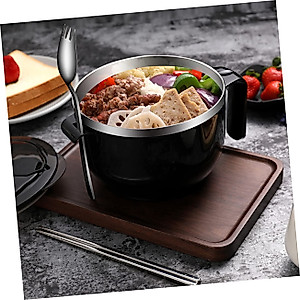 WOONEKY 1 Set Instant Noodle Bowl Japanese Ramen Bowls Ceramic Soup Bowl Soup Bowl with Lid Round Lunch Container Microwave Bowl Microwave Bowls with Lids Noodles Bowl Lunch Bowl Food Bowl