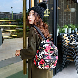 Fvstar Skull Girls Backpack Purse Mini Teens School Satchel Cute Lightweight Women Travel Backpack Casual Outdoor Rucksack Daypack for Halloween Thanksgiving Christmas New Year Birthday Gifts