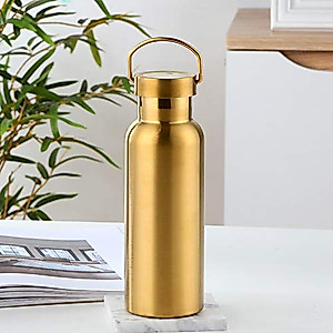 17 Oz 304 Stainless Steel Water Bottles Color Me Double Wall Vacuum Insulated Metal Water Bottle Eco Friendly Shatterproof Leak Proof Sport Water Bottles for Outdoor, Gold, Set of 1