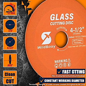Glass Cutting Disc 4-1/2 Inch (3PCS) for Angle Grinder with 7/8" Arbor Hole, 0.63" Ultra-Thin Saw Blade Wheel Polishing Diamond Cutting Disc for Glass, Jade, Wine Bottles, Tile, Ceramic, Marble