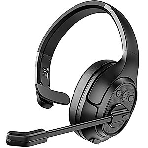 EKSA Noise Cancelling Trucker Bluetooth Headset with Microphone Wireless AI-Powered ENC Headphones, 99ft Long Wireless Range, 30H of Talk Time, All-Day Comfort On Ear Trucker Headsets with Mute Button