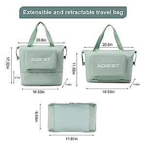 Weekender Bag for Women, Heavy Duty Travel Tote Bag Sports Gym Bag Foldable Carry On Bag Large Overnight Bag with Wet Pocket Hospital Bag for Labor and Delivery - Green