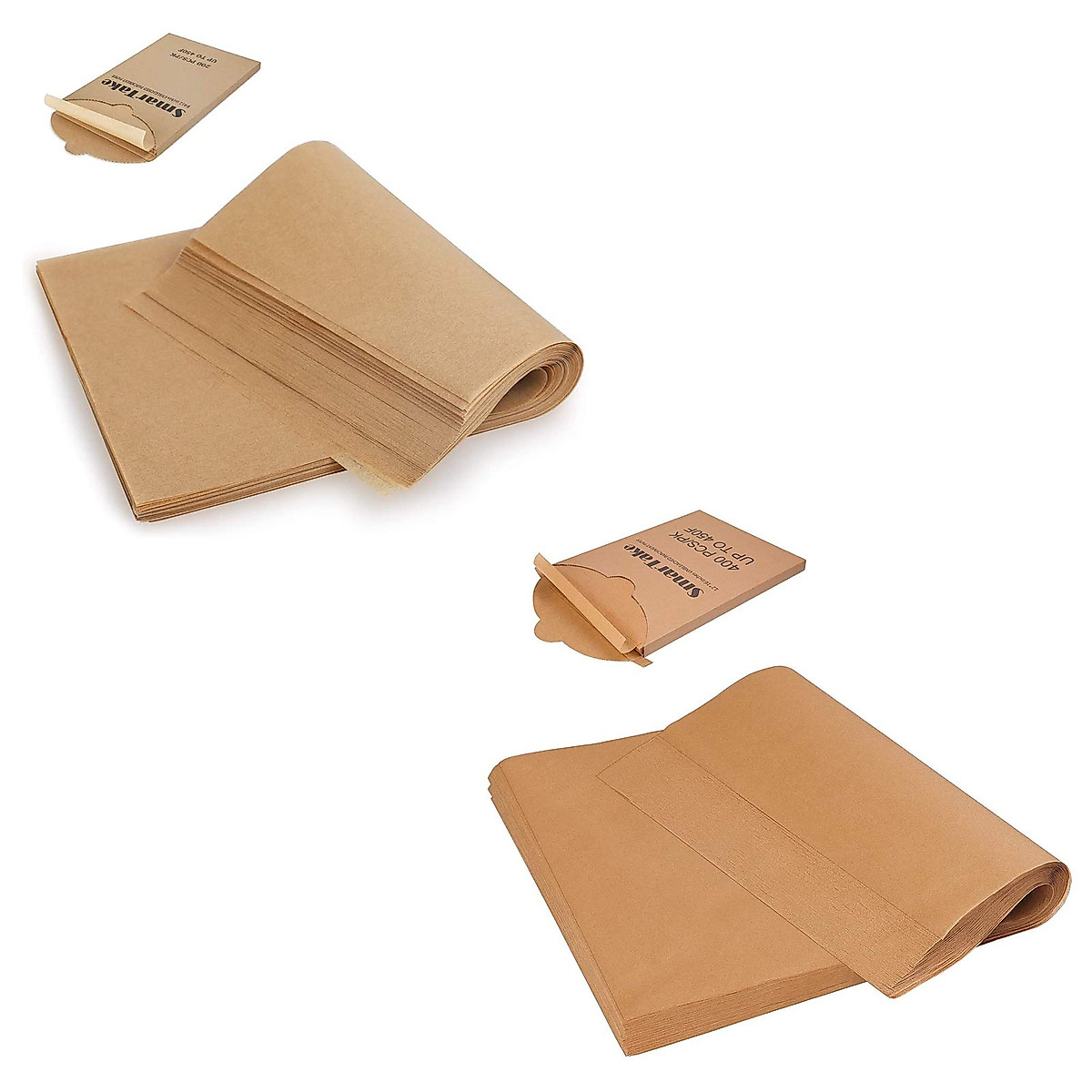 SMARTAKE 400 Pcs 12×16 Inches Parchment Paper Baking Sheets with SMARTAKE 200 Pcs 9×13 Inches Parchment Paper Baking Sheets, for Baking Cookies Cake and More (Unbleached)
