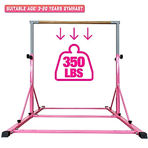 MARFULA Gymnastic Bar for Kids and Teenage Ages 3-20, 350 lbs Weight Capacity, Gymnastic Kip Bar Horizontal Bar for Gymnast, Gymnastic Training Equipment for Home and Gymnastic Center Use