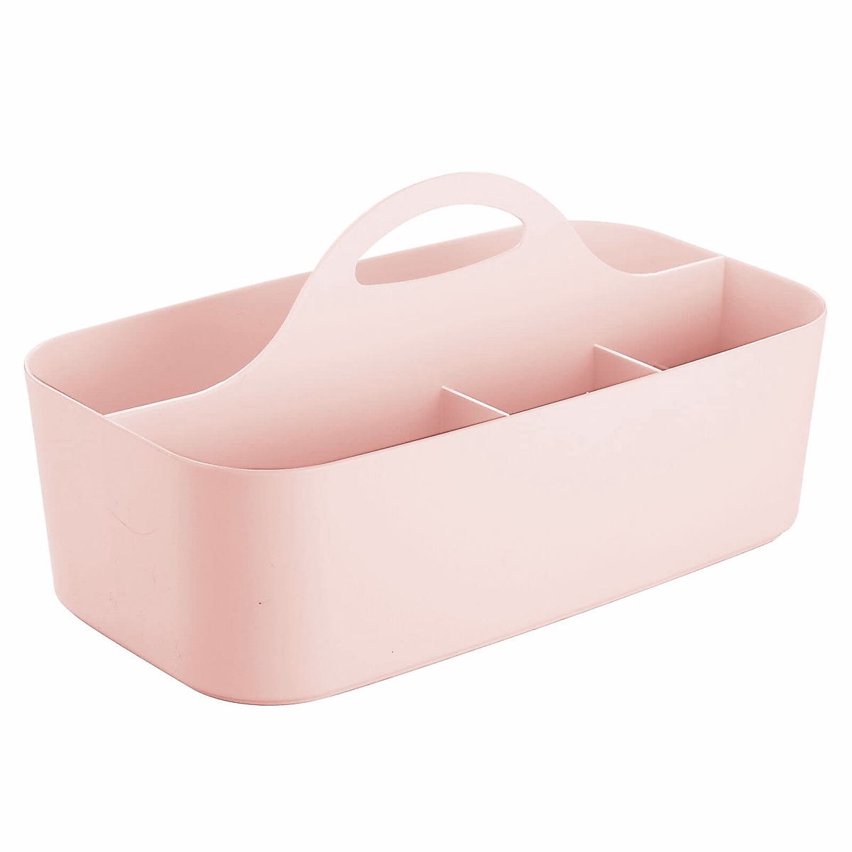 mDesign Plastic Portable Nursery Storage Organizer Caddy Tote - Divided Basket Bin with Handle - Holds Bottles, Spoons, Bibs, Pacifiers, Diapers, Wipes, Baby Lotion - Lumiere Collection - Light Pink