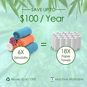 Dish Cloths 6 Pack, 10x14 inch Small Kitchen Washcloths for Washing Dishes, Lint Free Fast Dry Reusable Cleaning Cloth, Ultra Soft & Scratch Free Terry Dish Rag, Easy to Rinse White Dishcloths