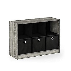 Furinno Basic 3x2 Bookcase Storage, 3" X 2", French Oak Grey/Black,99940GYW/BK