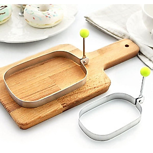 1Pc Egg Rings,Rectangle Crumpet Ring Mold, Stainelss Steel Egg Cooking Rings, Pancake Mold For Frying Eggs And Omelet Specialty Cookware（Silver）