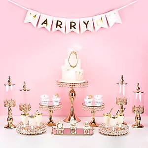 GNJINX 10PCS Gold Crystal Cake Stand - Elegant Display Tower for Cupcakes, Pastries & Candies - Perfect for Weddings, Birthdays, Baby Showers, Anniversaries & Christmas