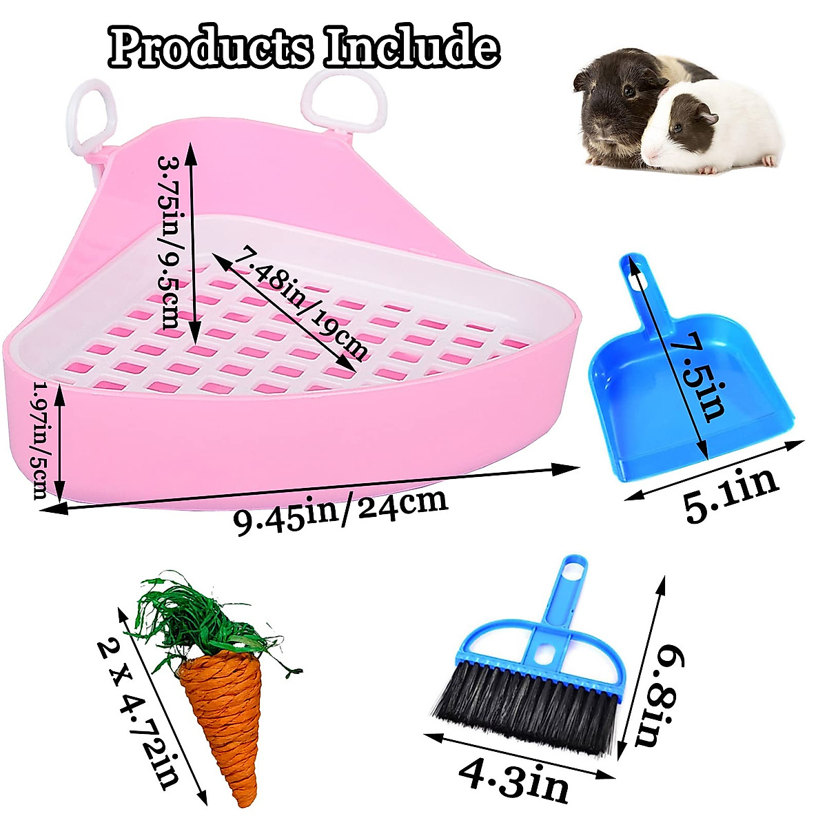 Hamiledyi Guinea Pig Potty Trainer Corner, Small Animals Triangle Plastic Litter Box, Bedding Litter Box Pee Pan Tray Toilet for Hamster Gerbil Bunny Ferret Chinchilla Hedgehog (Pink)