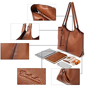 BOSTANTEN Women Handbags Designer Shoulder Tote Bag Soft Genuine Leather Top-handle Purse Brown