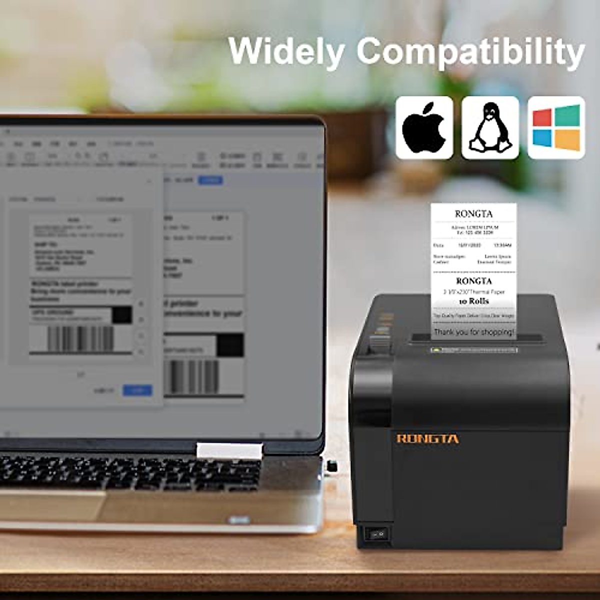 Rongta Thermal Receipt Printer, 80mm Receipt Printers, Thermal Pos Printer with Auto Cutter Support Cash Drawer,USB Serial Ethernet Support ESC/POS, Compatible with Windows/Mac/Linux (RP820)